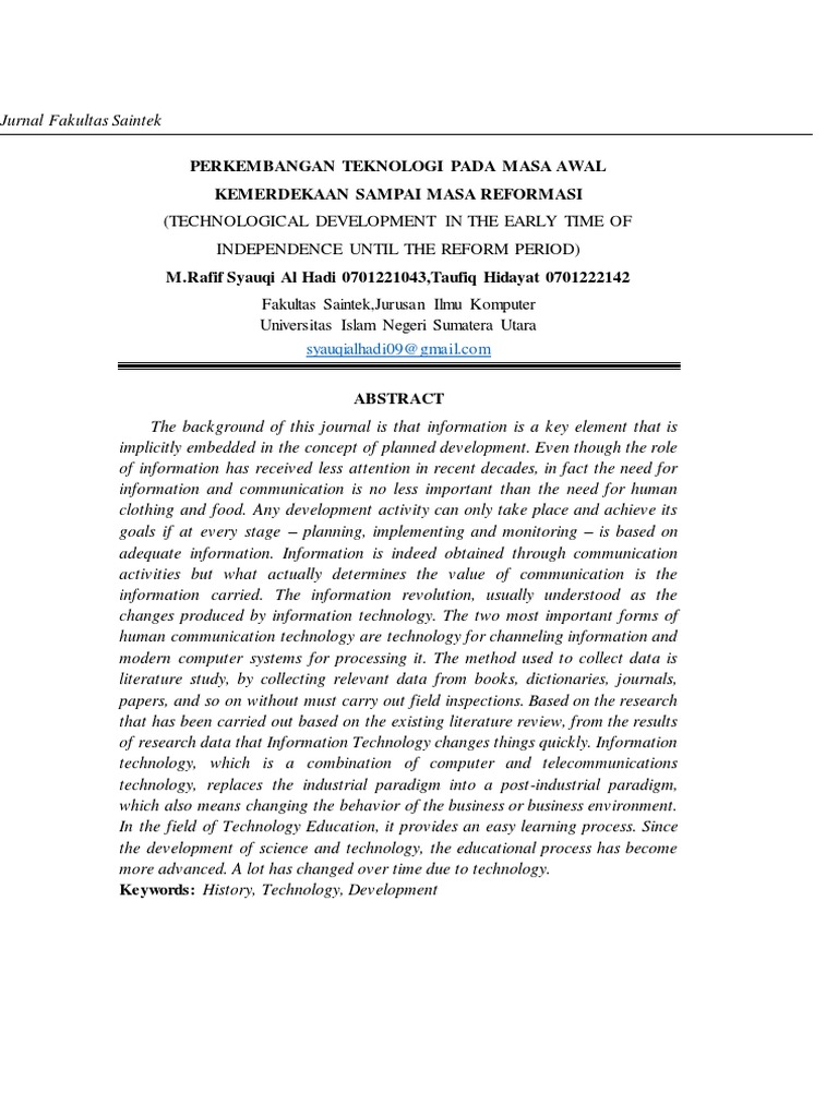 Jurnal Perkembangan Teknologi | PDF | Information | Communication