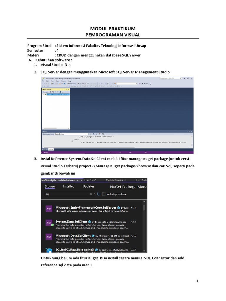 CRUD Mahasiswa dengan SQL Server VB.Net | PDF