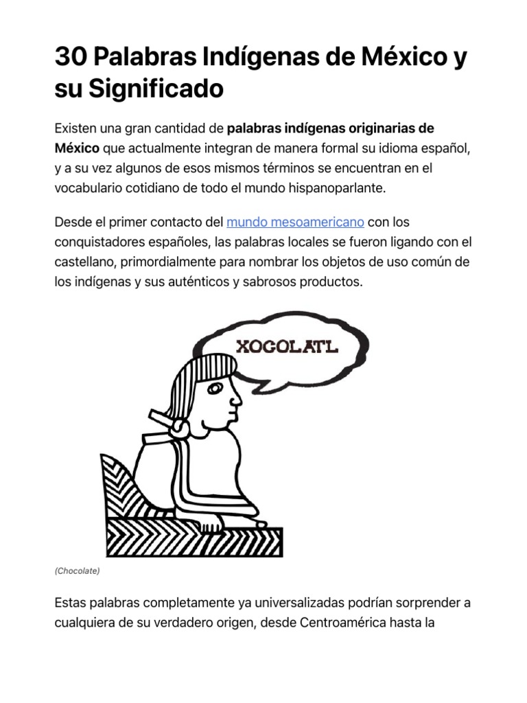 30 Palabras Indígenas de México y Su Significado | Descargar gratis PDF ...