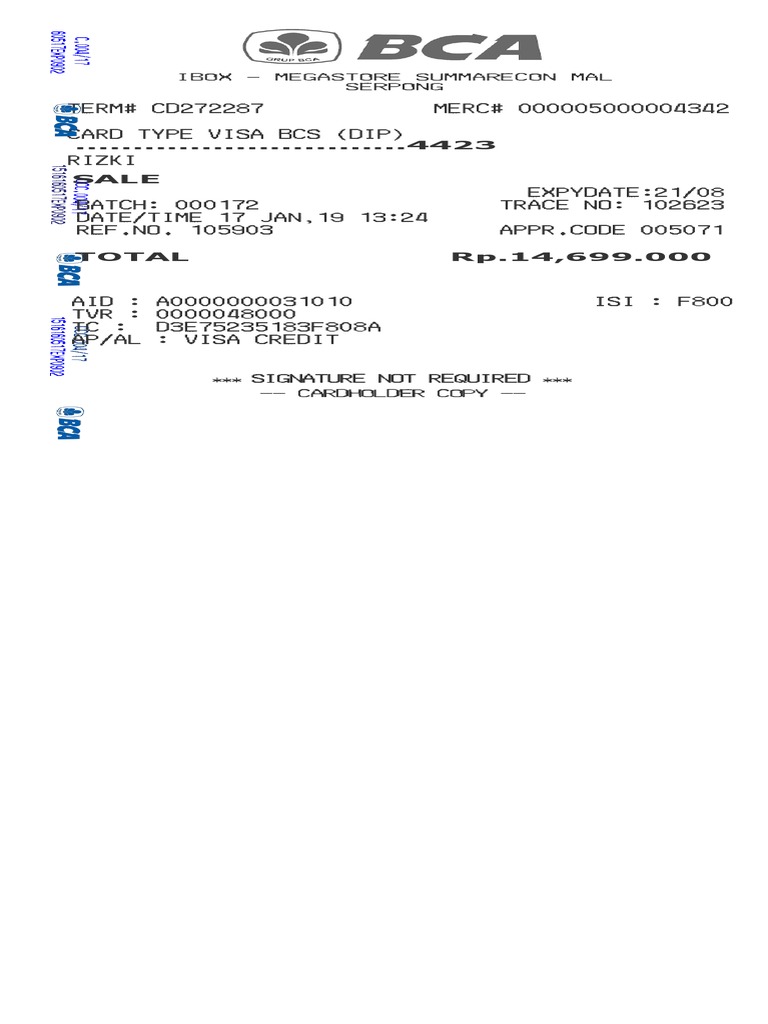 Bca Visa Ibox Megastore | PDF