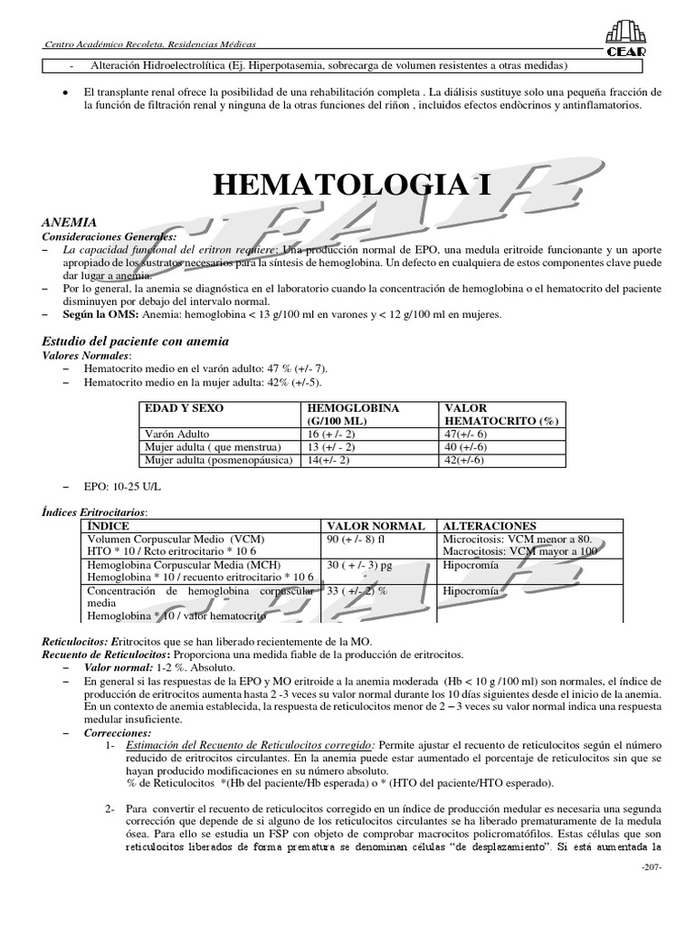 Apunte Hematolog A | PDF | Vitamina B12 | Anemia