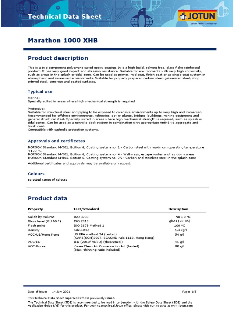 CP09 TDS 34002 Marathon 1000 XHB | PDF | Epoxy | Corrosion