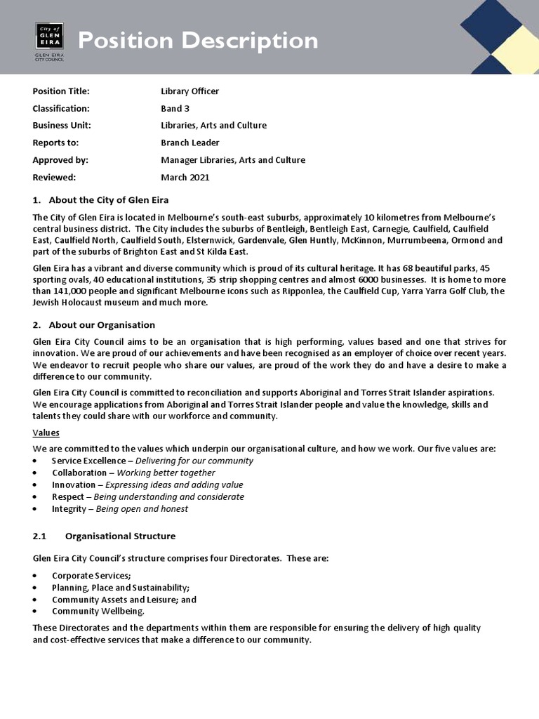 Library Officer - Position Description | PDF