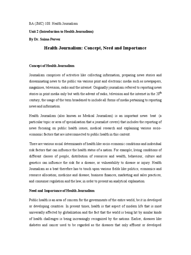 Understanding Health Journalism | PDF