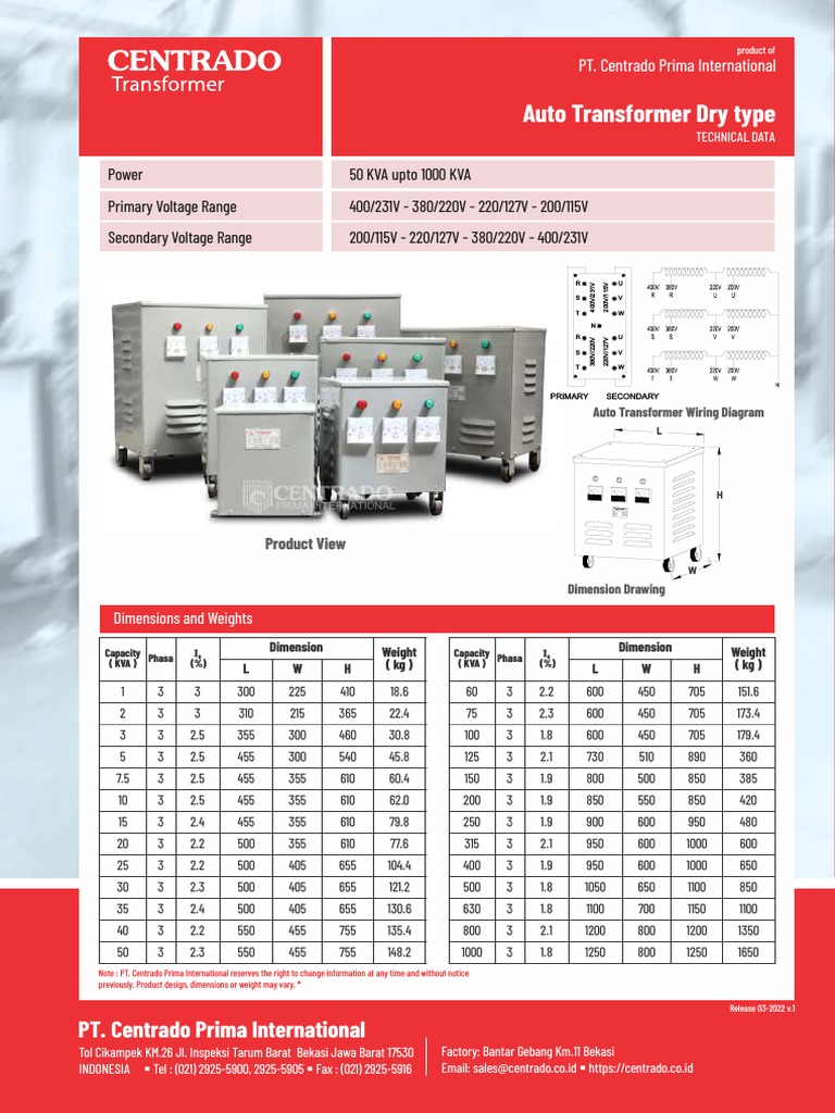 This Is Brochure-Trafo-Auto-Centrado-type-Dry | PDF | Transformer ...