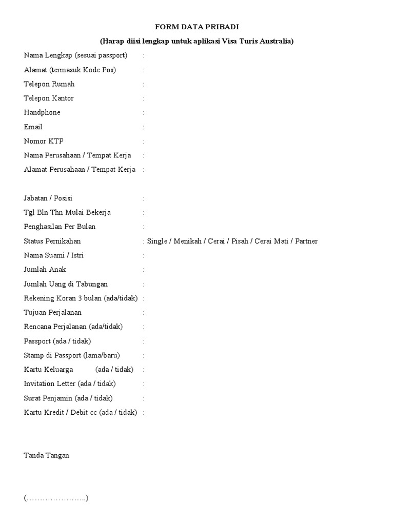 Form Data Pribadi | PDF