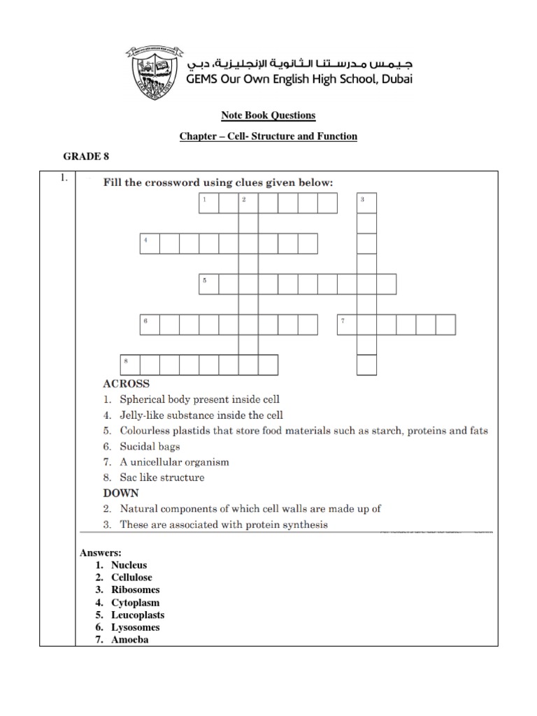 Cell Structure and Function-Notebook Qs and Challenge Qs | PDF | Self ...