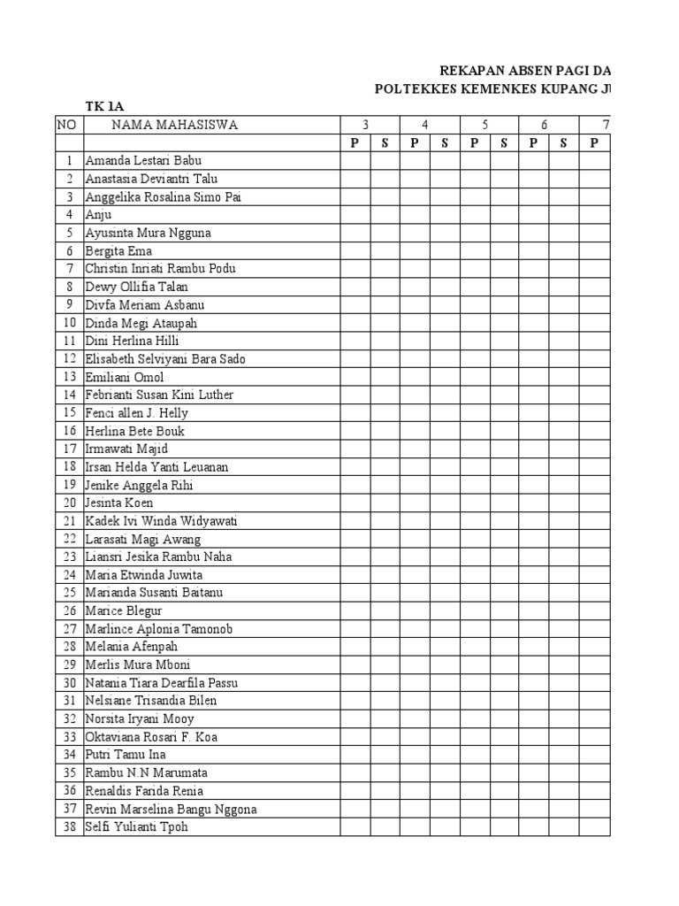 Rekapan Absen Apel Pagi Bulan Juli | PDF