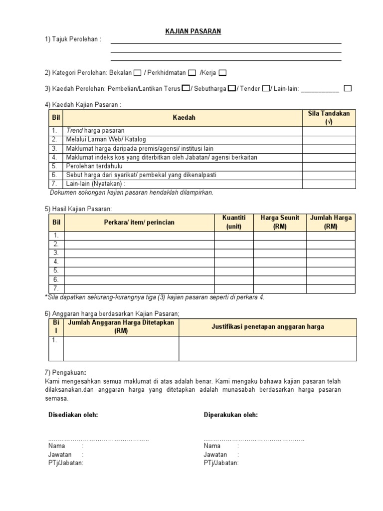 Borang Kajian Pasaran | PDF