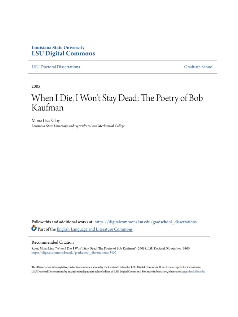 Bob Kaufman Poetry | PDF | Beat Generation | Allen Ginsberg