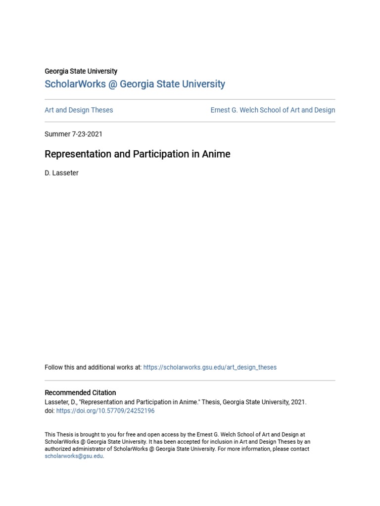 Representation and Participation in Anime - Representation and ...