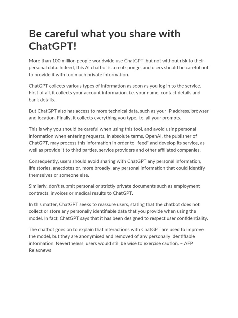 Protect Your Privacy with ChatGPT | PDF | Business | Finance & Money ...