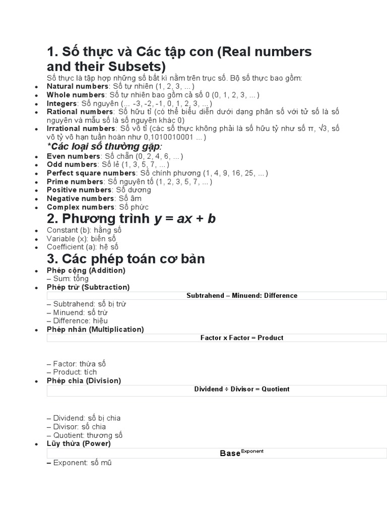 Số Thực Và Các Tập Con (Real Numbers and Their Subsets) | PDF