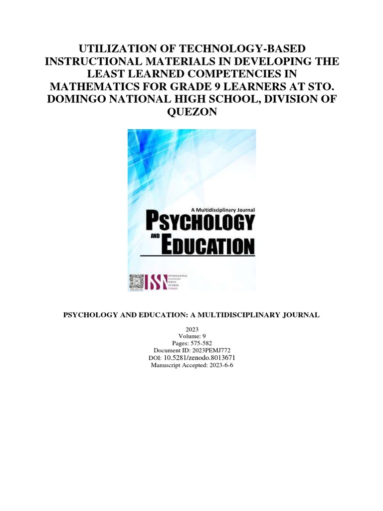 Effects of Technology-Based Instructional Material to Improve the Least ...