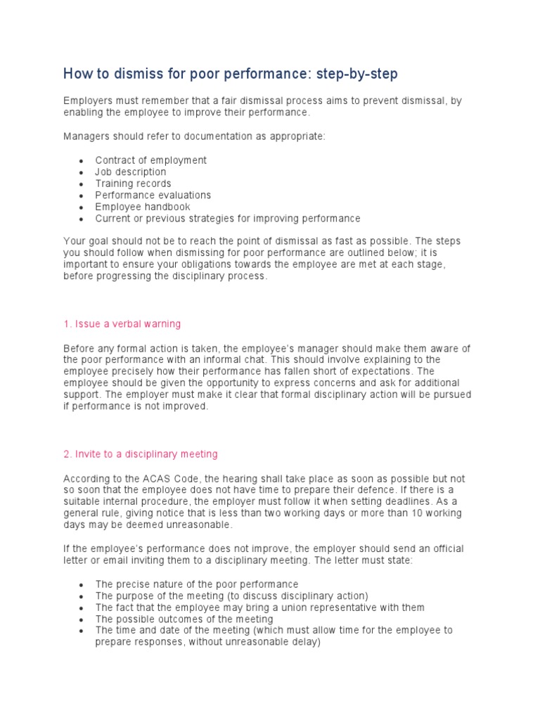 How To Dismiss For Poor Performance | PDF | Employment | Performance ...