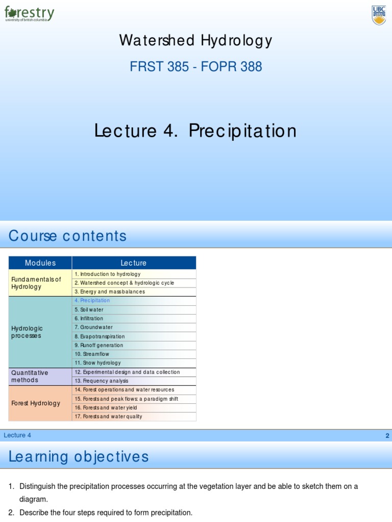 Lecture 04 Precipitation 2022 | PDF | Precipitation | Humidity