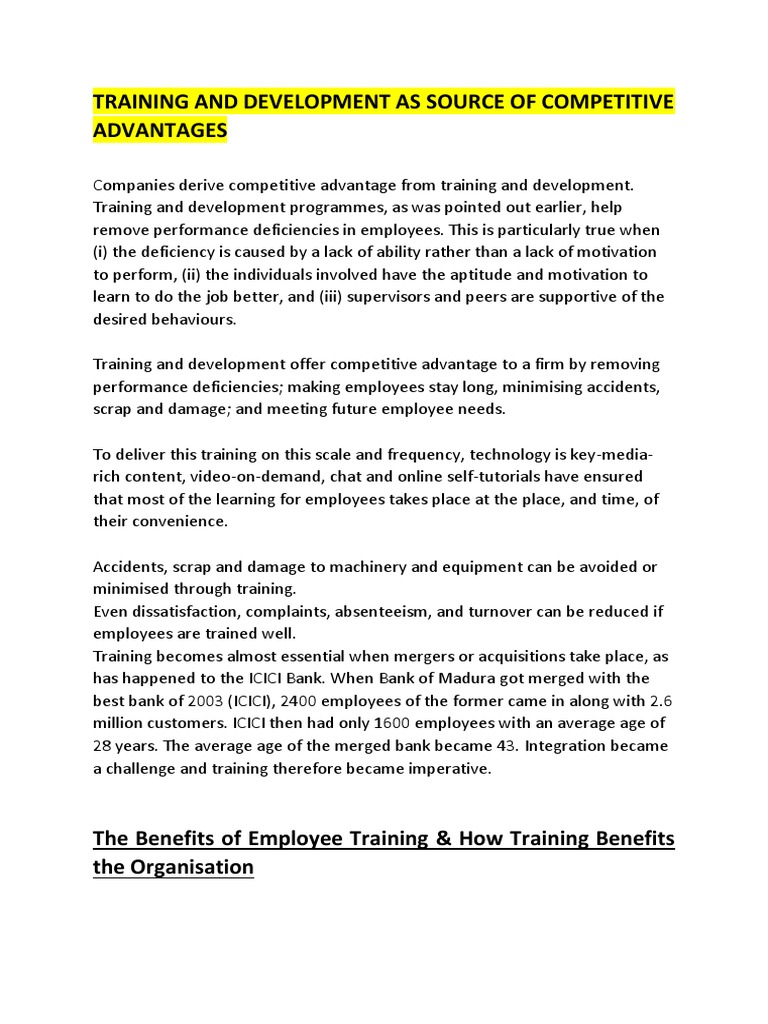 Training and Development As A Source of Competitive Advantages | PDF ...