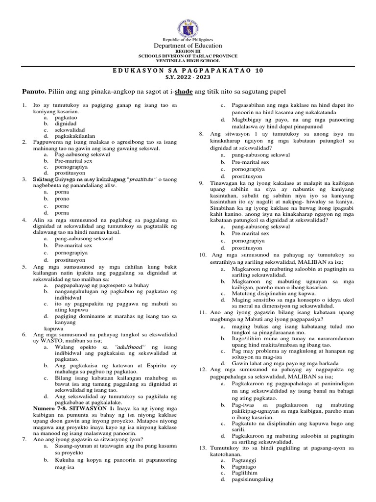 Esp 10 Q4 Test | PDF