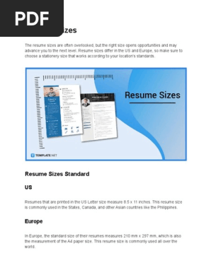 Standard Font Size For Resume