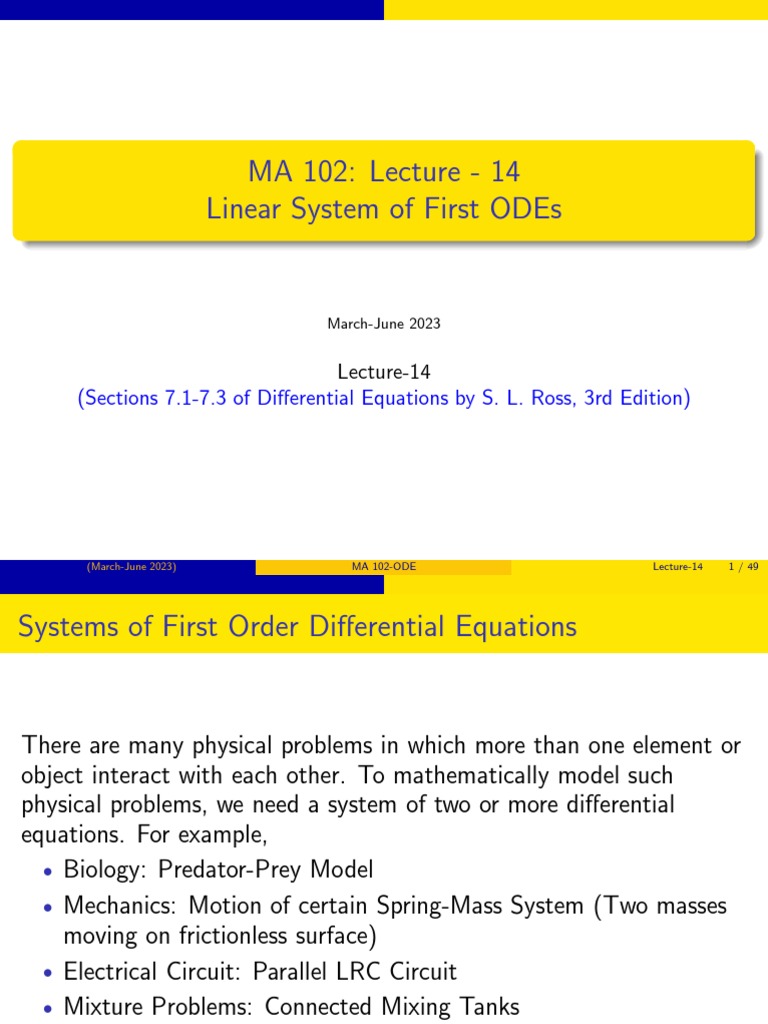 ODE Lecture 14 | PDF | Vector Space | Ordinary Differential Equation