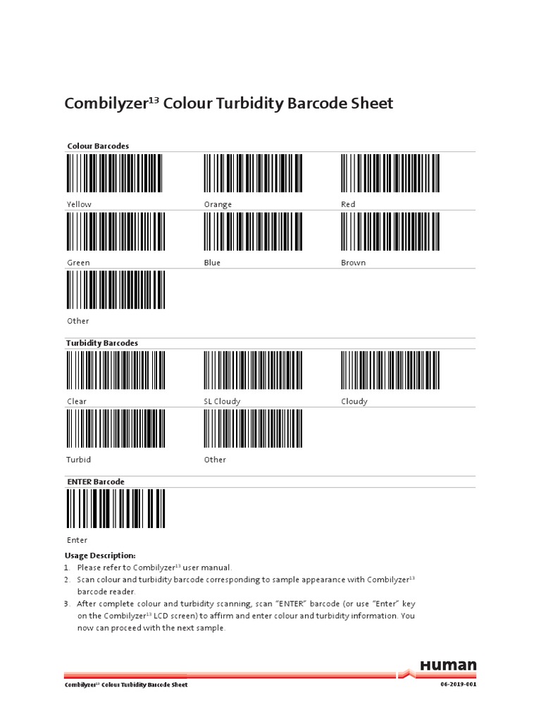 Colour Turbidity Barcode Sheet | PDF