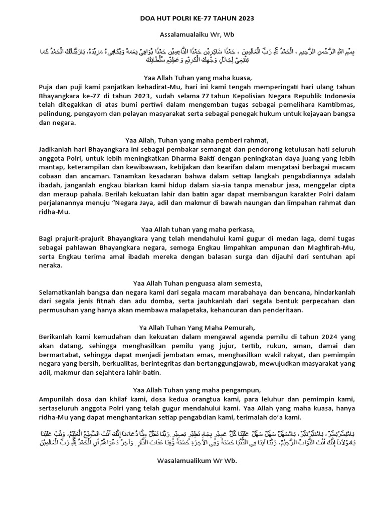 Doa Hut Polri | PDF