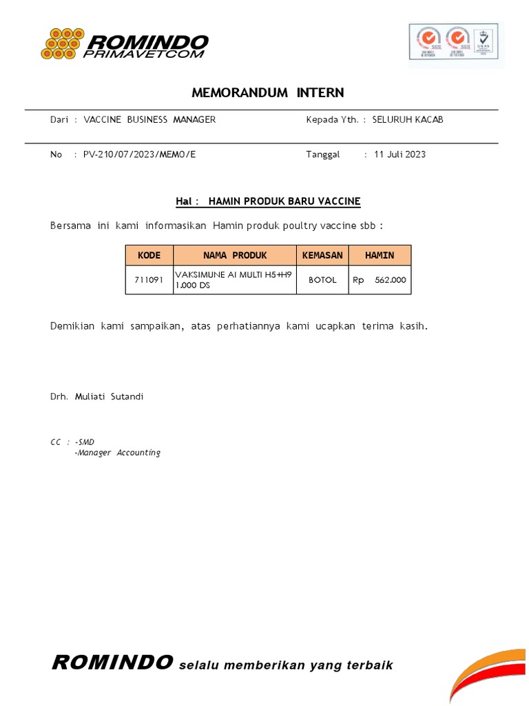 PV 210 2023 Hamin Vaksimune Multi Ai h5+h9 Juli | PDF