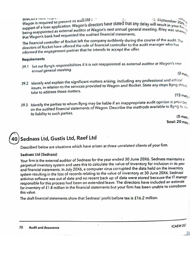 Reporting Icaew Questions | PDF