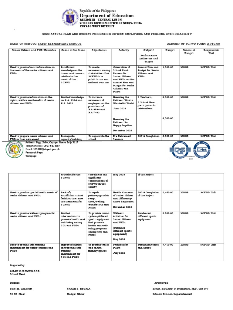 2023 Senior Citizenand PWDs PLan | PDF