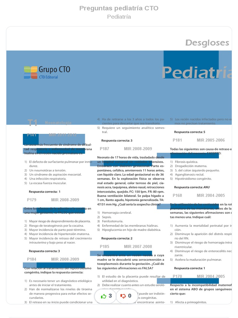 Preguntas Pediatria Cto | PDF | Tos | Heces