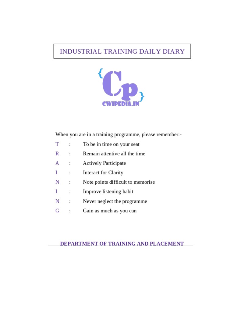 Industrial Training Report Diary | PDF | Experience | Business