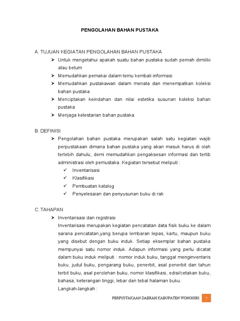 Materi Pengolahan Bahan Pustaka | PDF