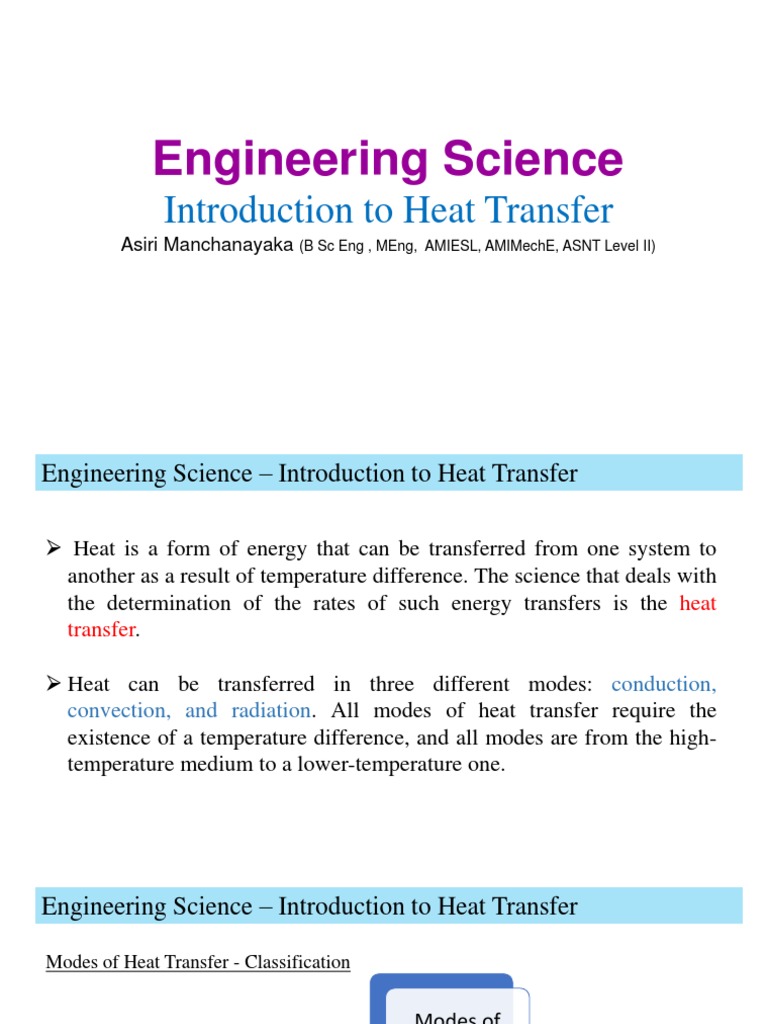 Introduction To Heat Transfer | PDF | Thermal Conduction | Heat Transfer