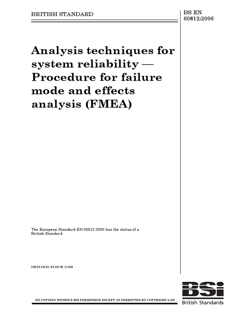Previews - 1270540 - Pre - FMEA - BS - 60812 | PDF | Systems Science | Systems Theory