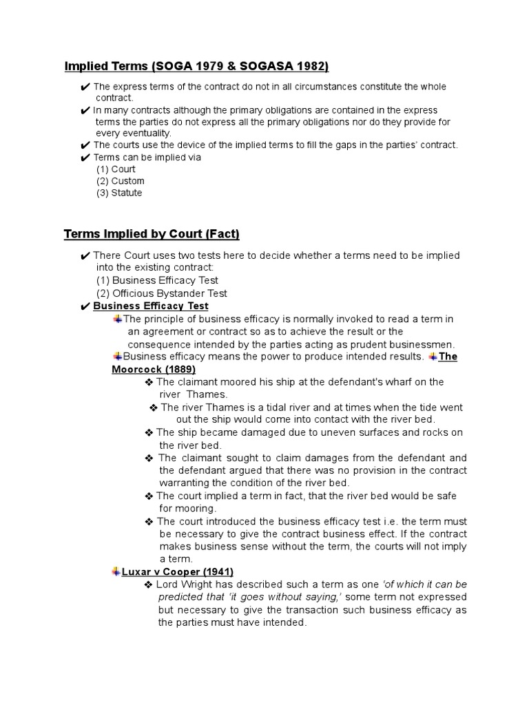 Implied Terms | PDF | Contractual Term | Leasehold Estate Implied Terms | PDF | Contractual Term | Leasehold Estate