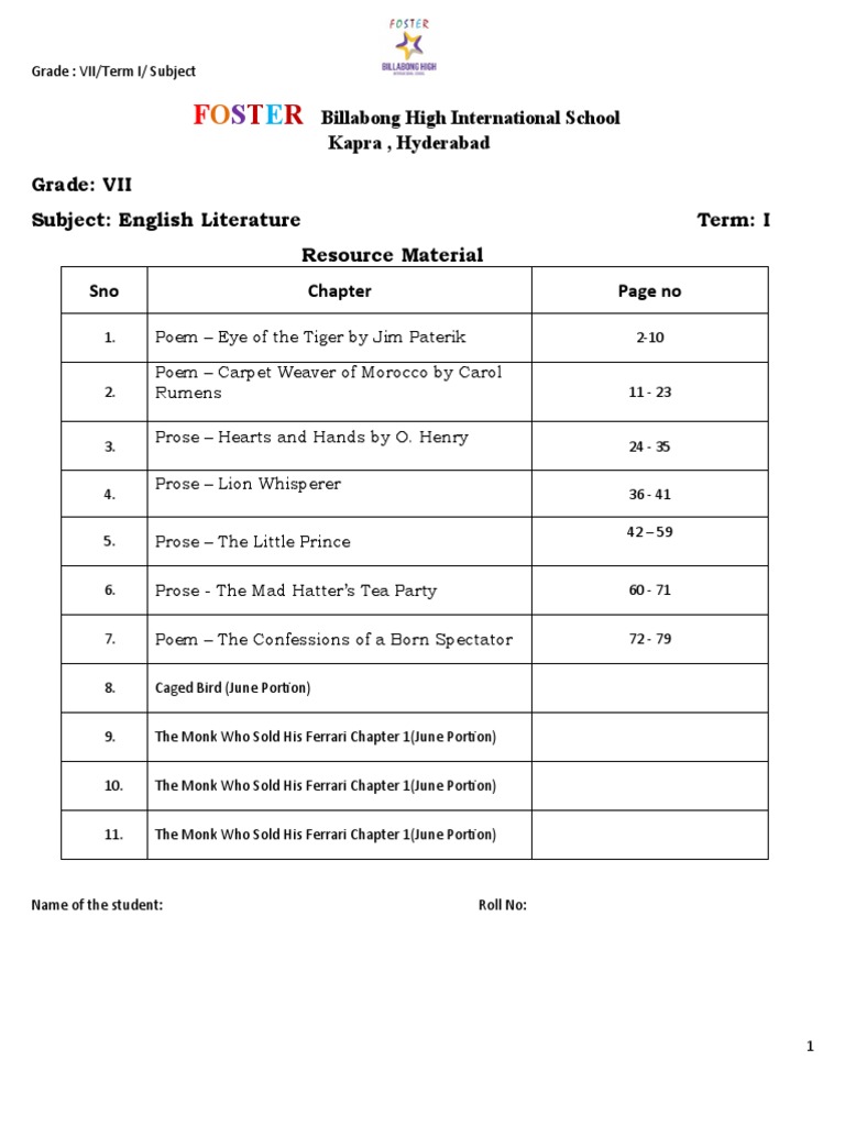 GR 7 English Literature Resource Material | PDF | Weaving | Carpet