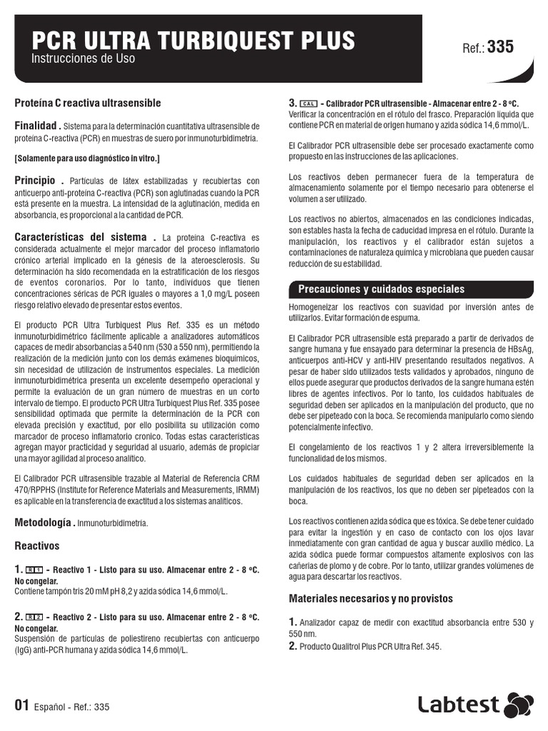 Detección Ultrasensible de PCR | PDF | Proteína C-reactiva | Reacción ...