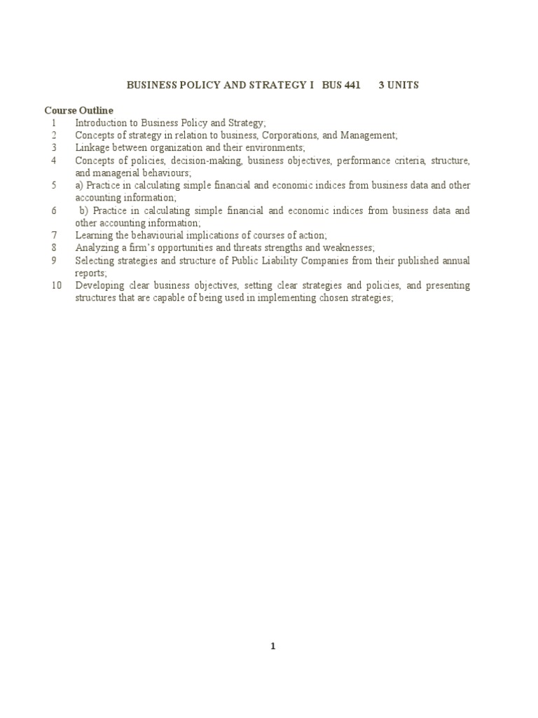 Business Policy and Strategy | PDF | Strategic Management | Policy