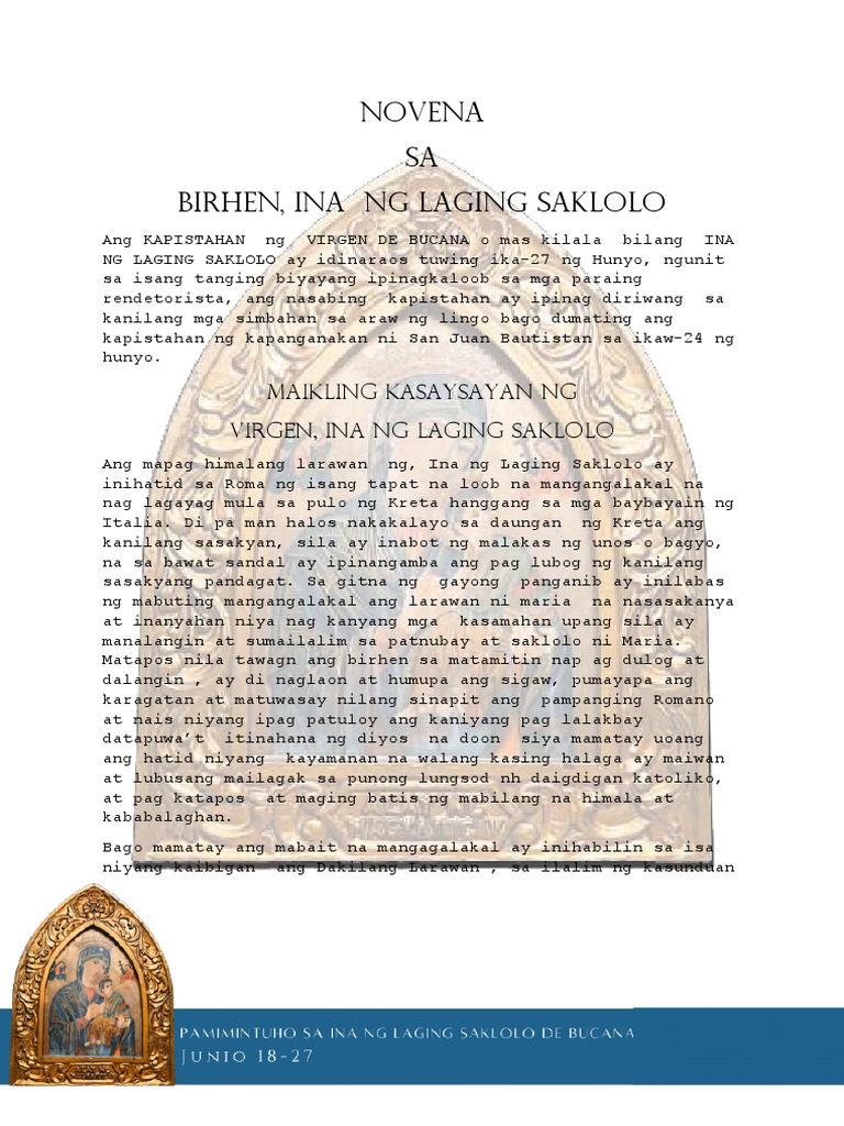 Pamimntuho Sa Ina NG Laging Saklolo | PDF