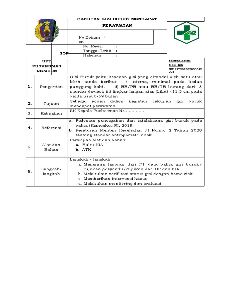 Sop Cakupan Gizi Buruk Mendapat Perawatan | PDF