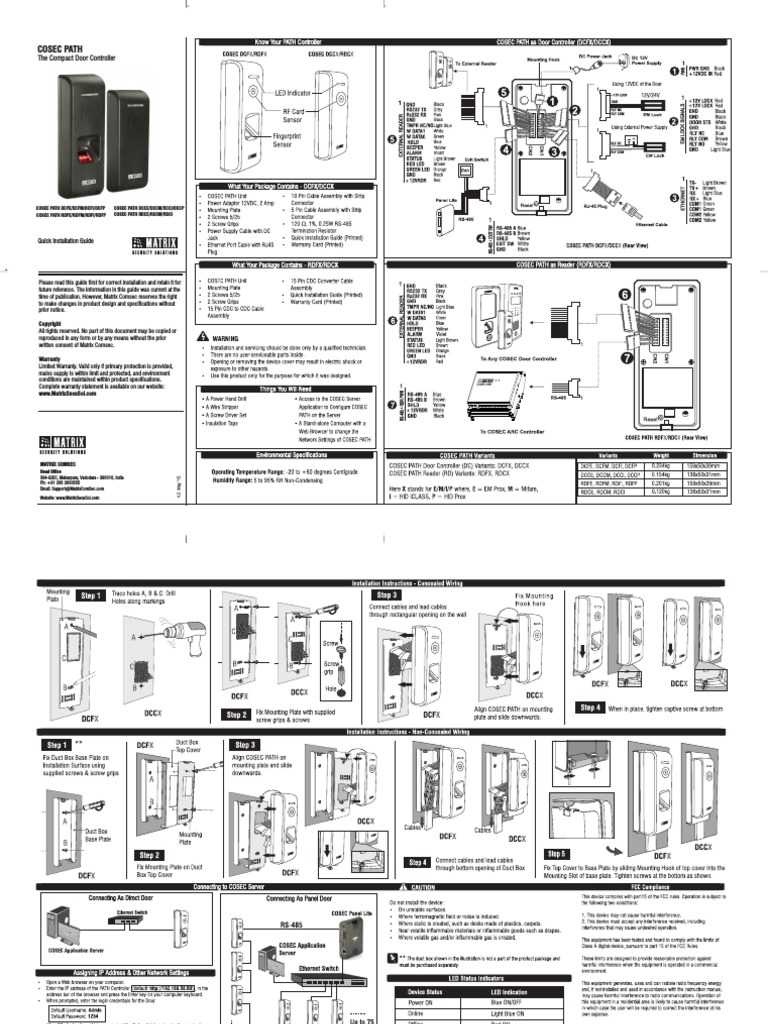 Matrix COSEC PATH Quick Installation Guide | PDF