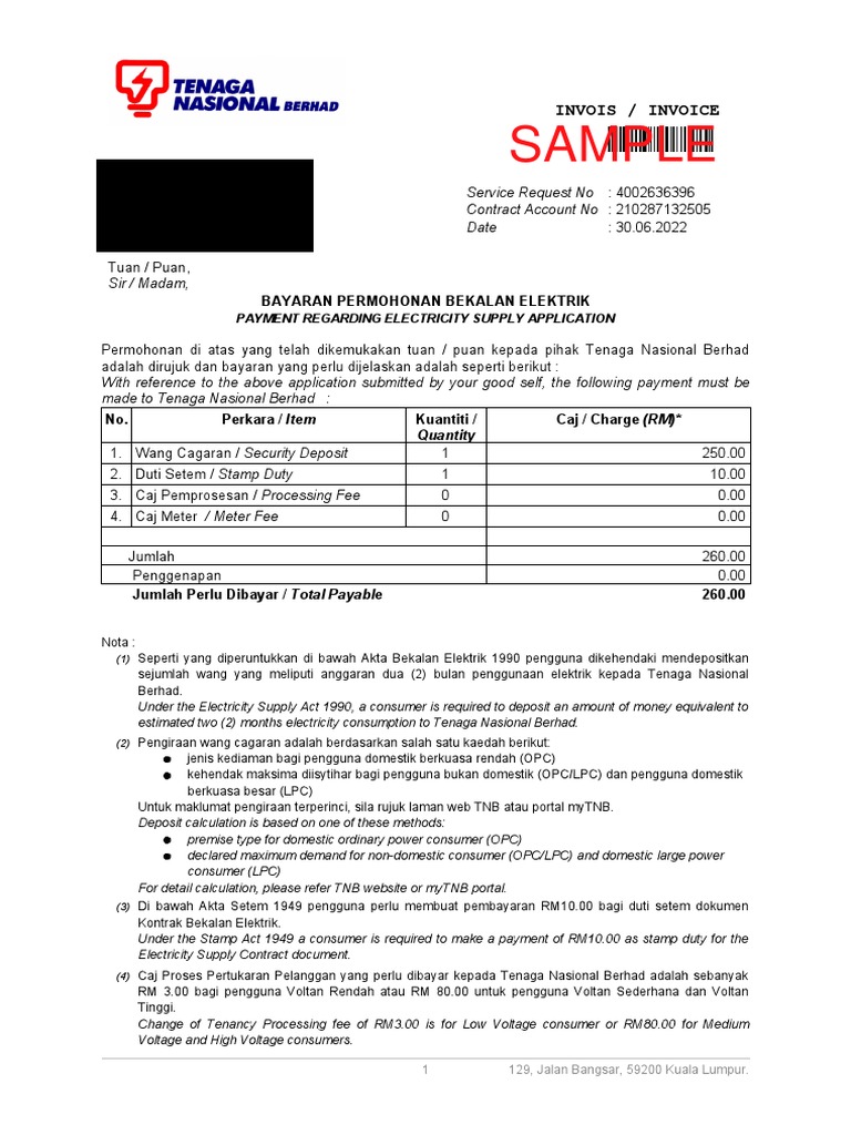 TNB Invoice Sample | PDF