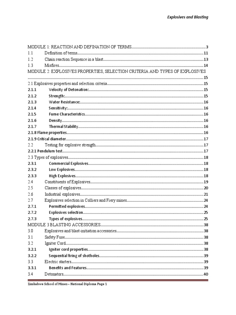 Explosives and Blasting Module-1 | PDF | Nature | Chemistry