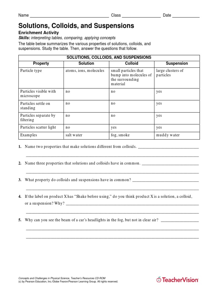 PSCH 066 Key | PDF | Particle | Colloid