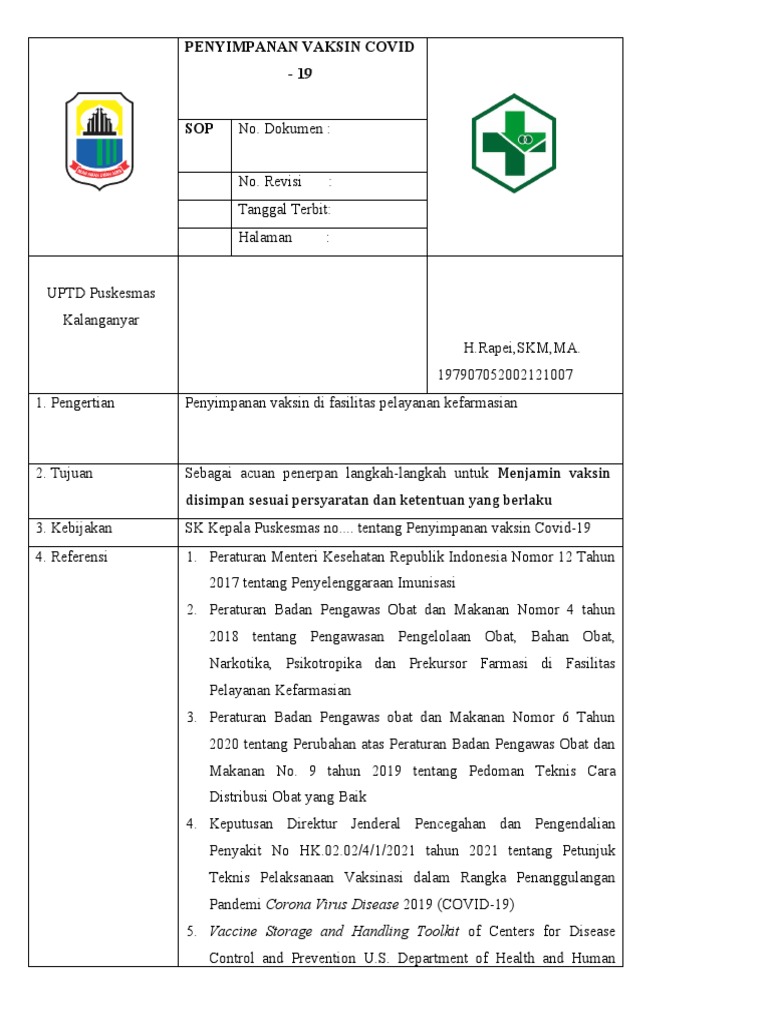 SOP Penyimpanan Vaksin Covid-19 | PDF | Sains & Matematika