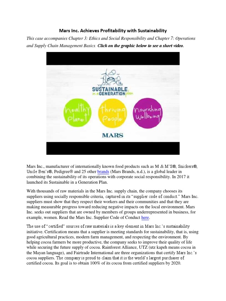 Assignment 2 Case Study Mars Inc | PDF | Supply Chain | Economy And The Environment