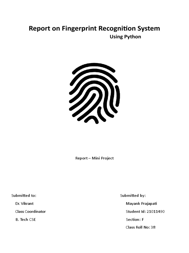 Report On Fingerprint Recognition System | Download Free PDF ...