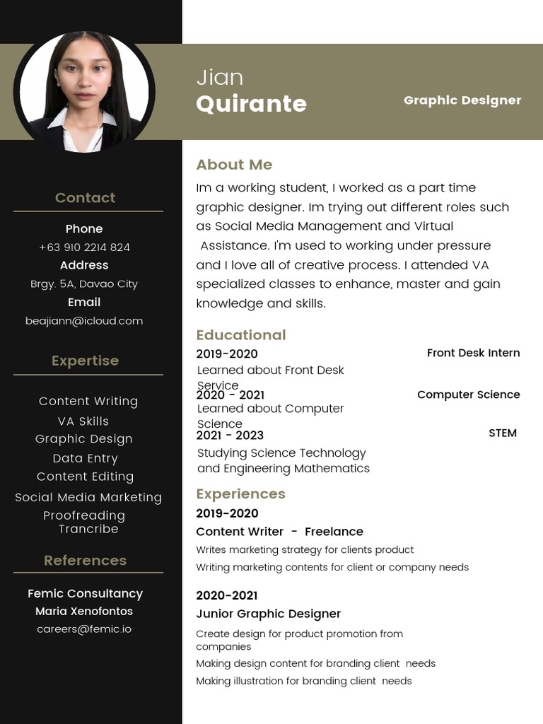 Graphic Designer Resume Jian Quirante | PDF