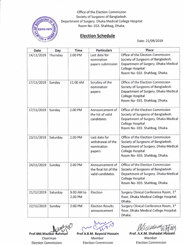 SOSB Election Schedule 2019 - 0001 | PDF