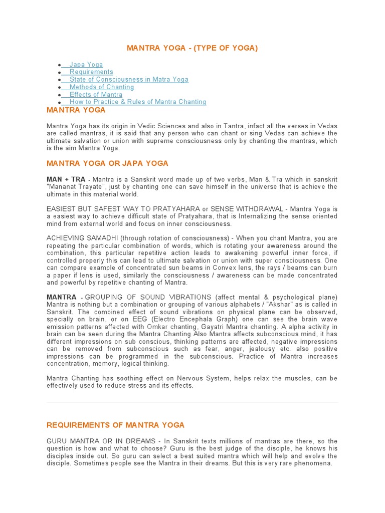 Mantra Yoga: Techniques and Benefits | PDF | Science & Mathematics ...